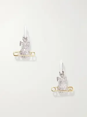 VIVIENNE WESTWOOD Hectorina Gold And -tone Crystal Earrings - Silver