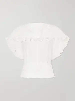 LANVIN Ruffled Cotton-poplin Blouse - White