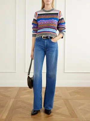 MOTHER The Extra Crop Striped Alpaca And Wool-blend Sweater
