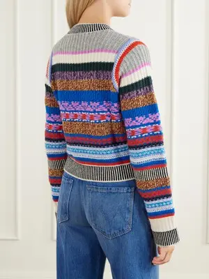 MOTHER The Extra Crop Striped Alpaca And Wool-blend Sweater