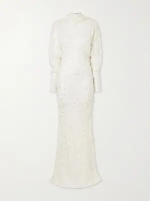 Gabriela Hearst Aberdeen Fil Coupè Silk And Wool-blend Maxi Dress - Neutrals