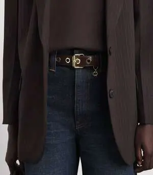 Maje Leather Eyelet Belt