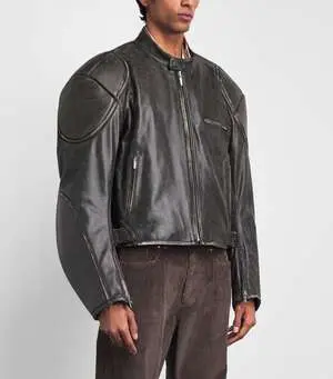 SYSTEM Leather Motorcycle Jacket