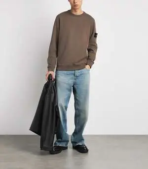 Stone Island Cotton Compass Logo Sweatshirt - Brown