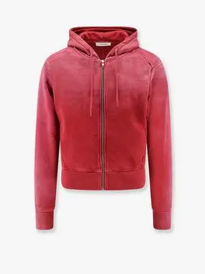 ENTIRE STUDIOS Slim Zip Up Cotton Hoodie - Red