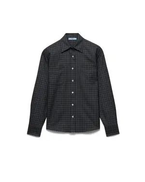 Prada Checked Wool Shirt - Navy