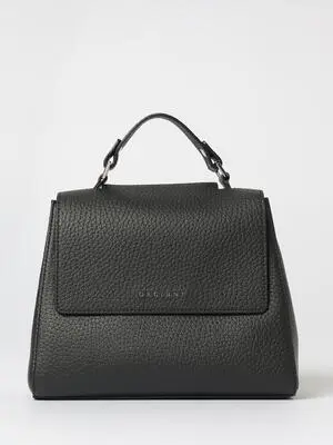 Orciani Sveva Hamme Leather Handbag With Handle And Shoulder Strap - Black
