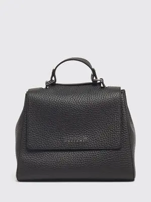 Orciani Sveva Hammered Leather Handbag With Handle And Shoulder Strap - Black
