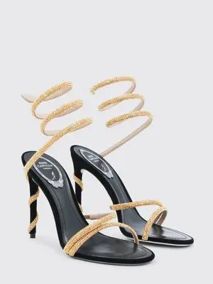 Rene Caovilla Cleo Leather Sandals With Rhinestones