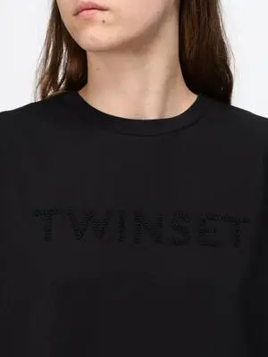 TWINSET Cotton T-shirt With Crochet Logo