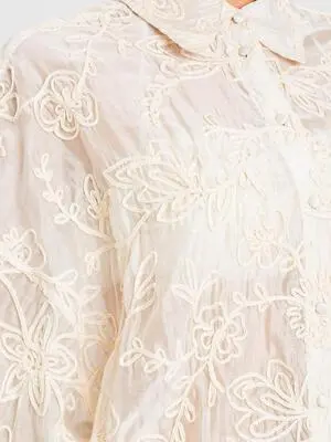 TWINSET Embroidered Muslin Shirt - Cream