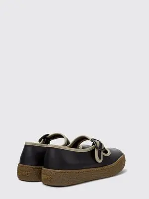 Camper Peu Terreno Bi Smooth Leather Mary Jane Flats With Strap - Black