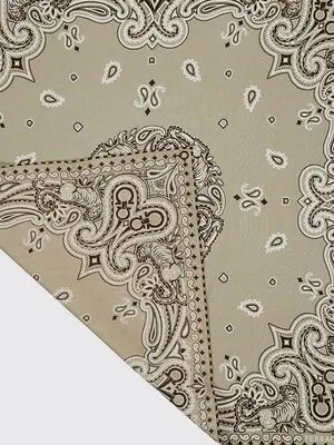 FERRAGAMO Arabesque Square Foulard In Cotton And Silk With Bandana Print - Beige