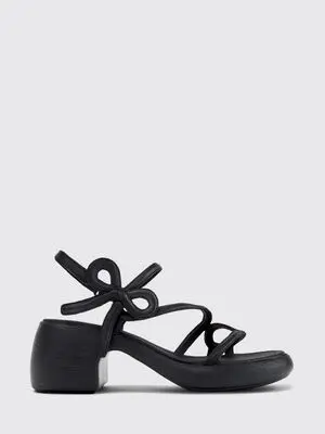 Camper Twins Leather Sandals With Bow - Black