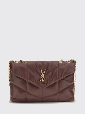 Saint Laurent Puffer Matelassé Lambskin Mini Bag With Monogram - Wine