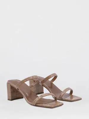 By Far Tanya Croc Print Leather Sandals