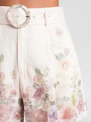 TWINSET Linen Shorts With Floral Print