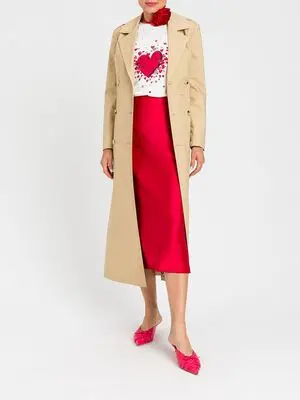 TWINSET Satin Midi Skirt - Fuchsia