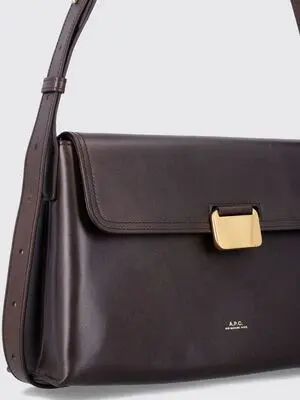A.p.c. Simone Shoulder Bag In Smooth Cowhide Leather With Adjustable Strap - Brown