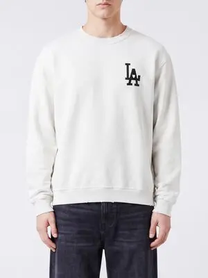 HTC LOS ANGELES Relaxed Fit Contrast Logo Cotton Sweatshirt - White