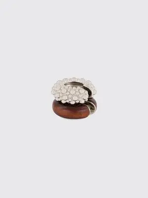 Rabanne Brass And Wood Ear Cuff With Bead Application