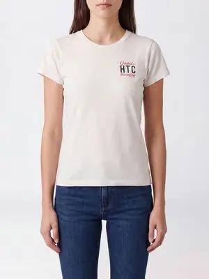 HTC LOS ANGELES Slim Fit Contrast Logo Cotton T-shirt - White
