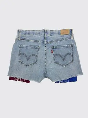 HTC LOS ANGELES High-waisted Studded Shorts With Frayed Hem - Denim