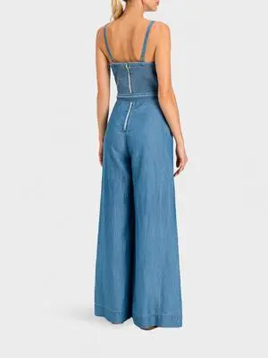 TWINSET Wide-leg Lyocell Jumpsuit With Square Neckline - Denim