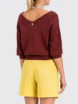 TWINSET Perforated Viscose Knit Top