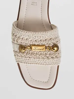 TWINSET Crochet Polyester Slide Sandals With Low Heel And Square Toe