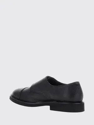 DOUCAL'S Double Buckle Monk Strap Shoes In Grained Calfskin