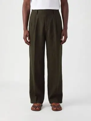 ERL Wide Leg Mid-rise Linen Trousers With Belt Loops