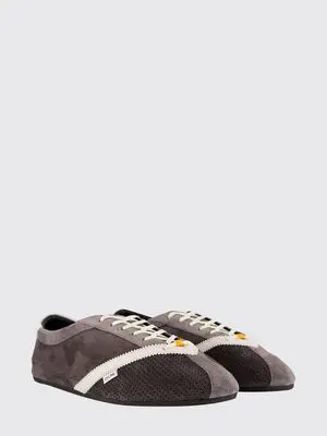 Celine Low Top Sneakers In Leather And Suede With Bi Design And Perforated Toe