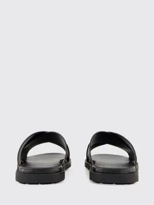 FERRAGAMO Gancini Embossed Calfskin Leather Slide Sandals