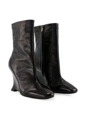 Balmain Patent-leather Wedge Ankle Boots