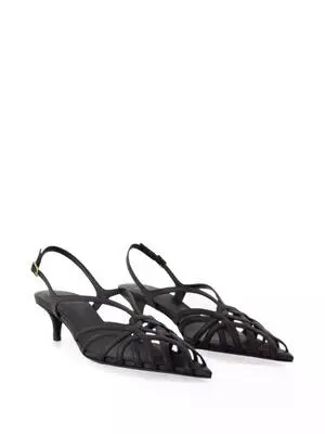 Balmain Caged Leather Sandals - Black
