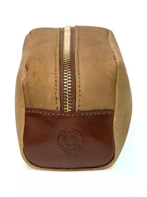 LA PORTEGNA Leather-trimmed Canvas Wash Bag