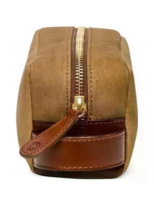 LA PORTEGNA Leather-trimmed Canvas Wash Bag