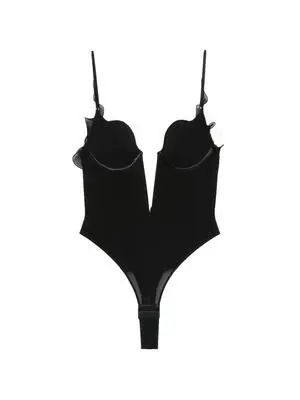 TOM FORD Ruffled Plunge-neck Bodysuit - Black