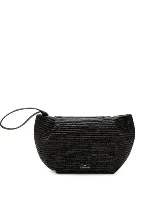 LA PORTEGNA Marta Woven Leather Shoulder Bag - Black