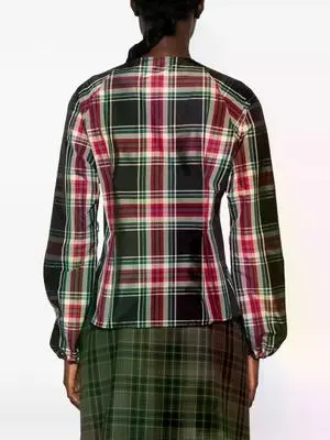 Vivetta Bow-detail Tartan-print Shirt