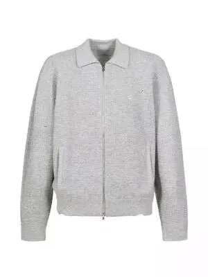 CEDARWOOD Distressed Waffle-knit Cardigan - Grey