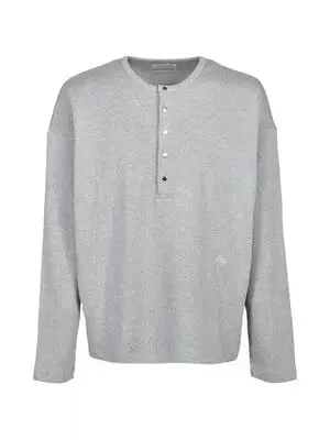 CEDARWOOD Ribbed-knit Henley T-shirt - Grey