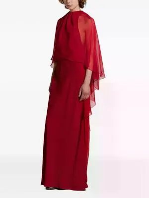 Alberta Ferretti Cape-overlay Maxi Dress