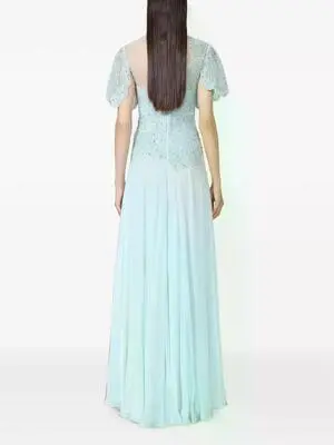 Costarellos Elara Crystal-embellished Silk-georgette Gown