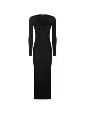 JEAN PAUL GAULTIER Logo-appliqué Mesh Maxi Dress