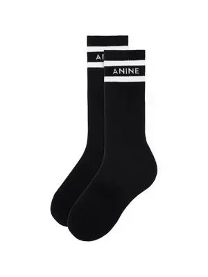 ANINE BING Sully Sporty Socks And White Stripe - Black