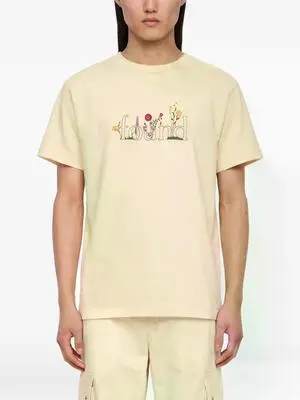 FOUND Floral-embroidered Logo-print T-shirt