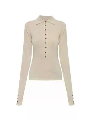 Jacquemus The Merino Long-sleeve Polo Shirt - Neutrals