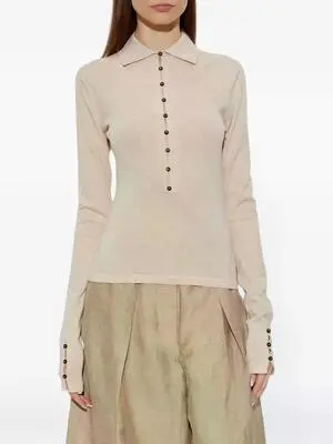 Jacquemus The Merino Long-sleeve Polo Shirt - Neutrals